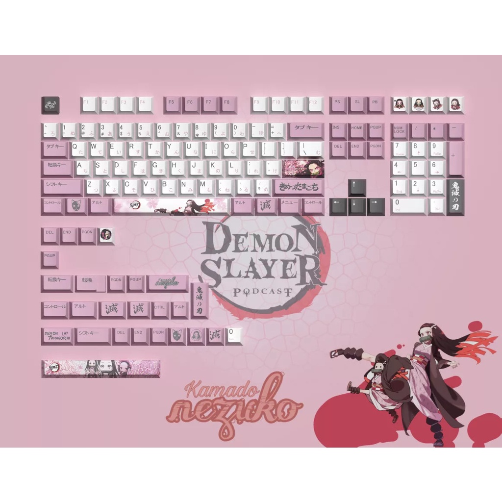 Kamado Nezuko Keycap, thick PBT material, printed dyesub, 5 sides, 136 ...