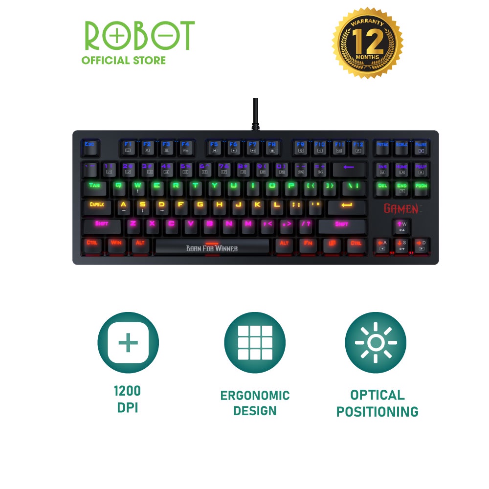 Robot Titan II Mechanical Wired Keyboard 1200 DPI Gaming Keyboard - 12 ...