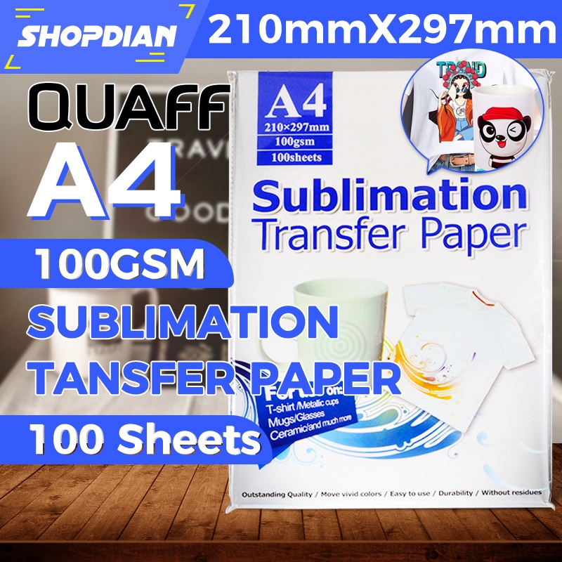 Quaff Sublimation Transfer Paper A4 100gsm 100sheets | Shopee Philippines
