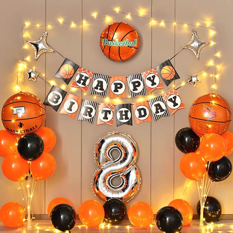 1Set Basketball Balloon Theme Happy Birthday Party Decoration Sport ...