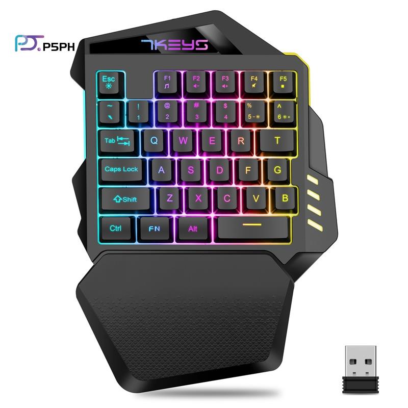 One Hand Mechanical Wireless Gaming Keyboard RGB Backlit Portable Mini ...