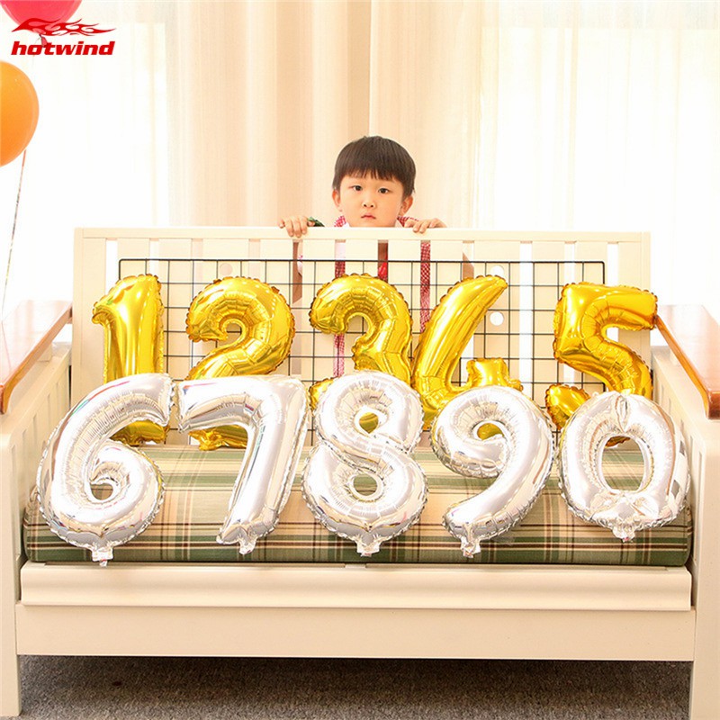 HW 16 Inch Foil Birthday Balloons Air Helium Number Balloon Happy ...