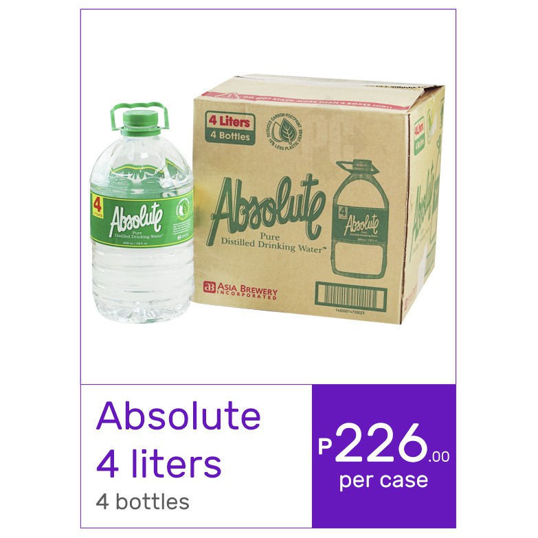 Absolute Distilled Water and Summit Natural Water by per case, Metro ...