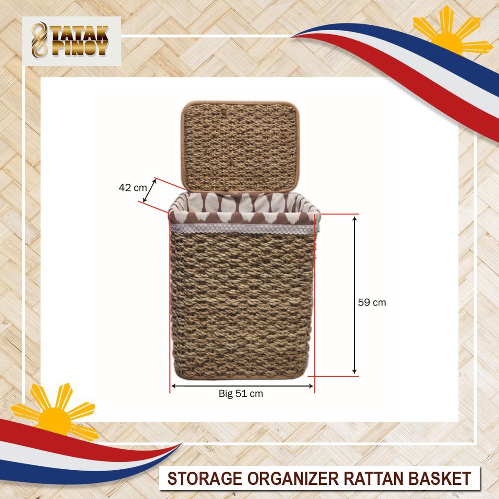 TATAK PINOY Rattan Basket 51cmx42cmx59cm Storage Baskets Shelf ...
