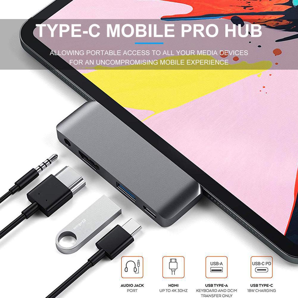 USB C HUB Type-C Adapter To HDMI 4K 3.5mm Audio USB3.0 PD Fast Charging ...