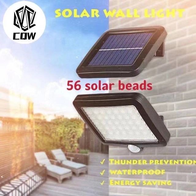 CQW Waterproof Outdoor Solar Lights, 56 LED Solar Powered Wall Light with Motion Sensor | Shopee ...