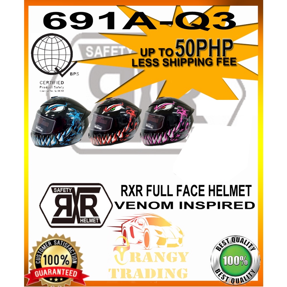 RXR 691A-Q3 Full Face Helmet with BPS/ICC Sticker - Venom Design ...
