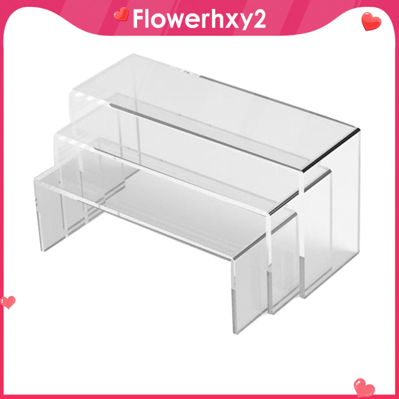 [ Multi-use Acrylic Transparent 3-Ladder Display Riser Counter Rack ...