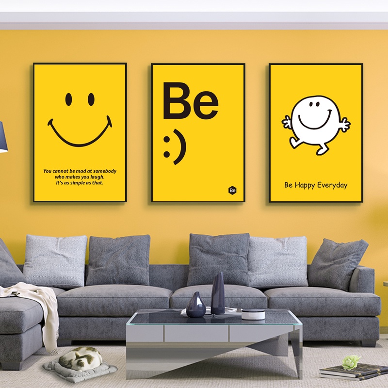 Nordic Simple Cute Smiley Poster Smile Orange Smiley Korean Wall Art ...