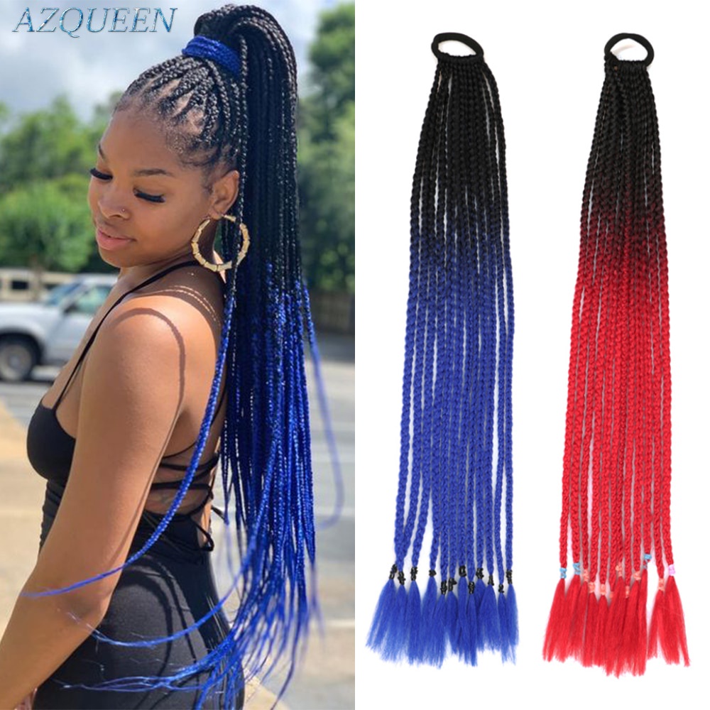 24" Synthetic Braiding Ponytail Hairpiece With Rubber Band Hair Ring ...