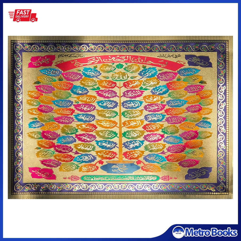 Poster 99th Names Of Allah (Asmaul Husna) (Shiny Metallic Gold Color ...