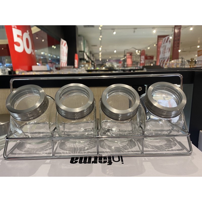 Informa SPICE JAR WITH RACK SET OF 3 AND 4 (1 SET SPICE FOOD STORAGE ...