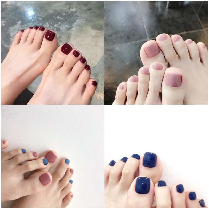 【Ready Stock＆COD】24 Pcs Toenails Fake Nails With Glue Scrub Solid Color ...