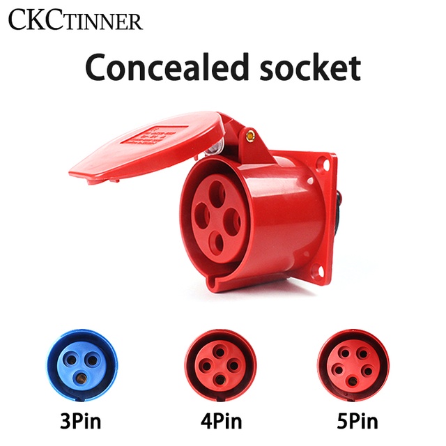 1pcs 16A Industrial Plug Socket 3P/4P/5P IP44 Waterproof Electrical Connector Power Connection ...