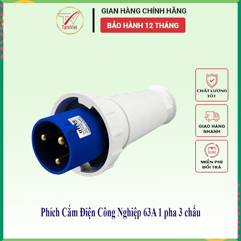 Tam Viet industrial plug, 63A 1-phase 3-pin 220V industrial power plug ...
