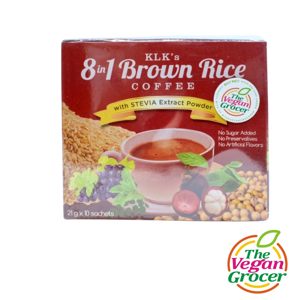 8 In 1 Vegan Brown Rice Coffee With Stevia Extract Powder 10 Sachets 21 ...