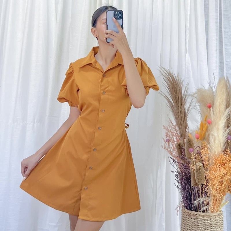 |MXN| Lavelle Buttoned Down Puff Dress | Shopee Philippines