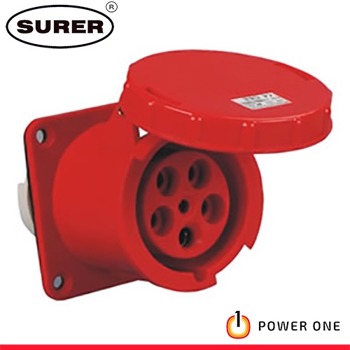 Surer 1988 Industrial Socket, Straight Panel Mount 3P+N+E, 125A 415V ...