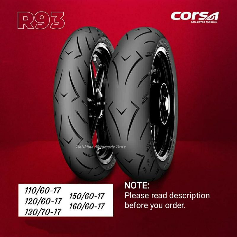 Corsa R93 Size 17 Platinum Series Motorcycle Tire Tubeless Tires ...