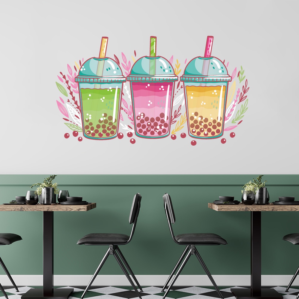 Beauty Bubble Tea Wall Art Decal Wall Stickers Pvc Material For Living ...