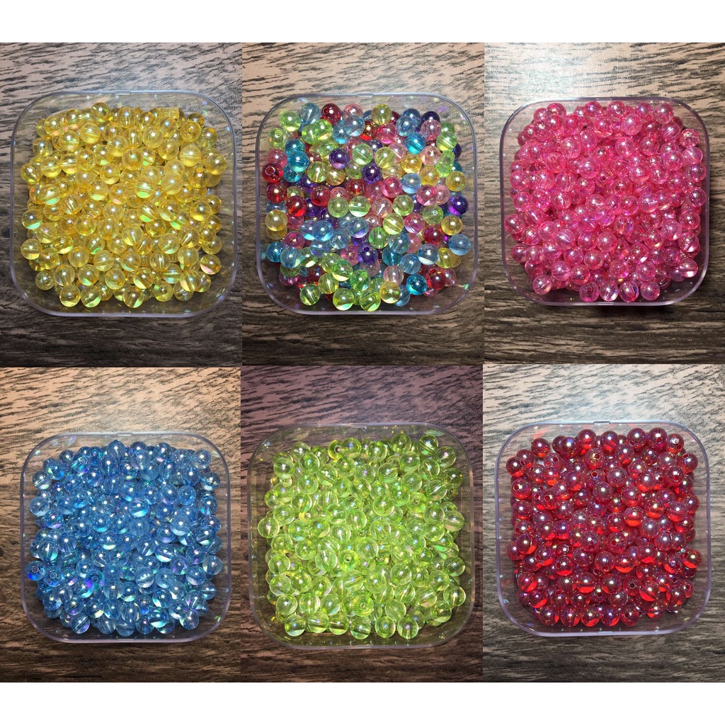 Veeds 100 Pcs Rainbow Round Beads 6mm Clear DIY Beads Art and Craft ...