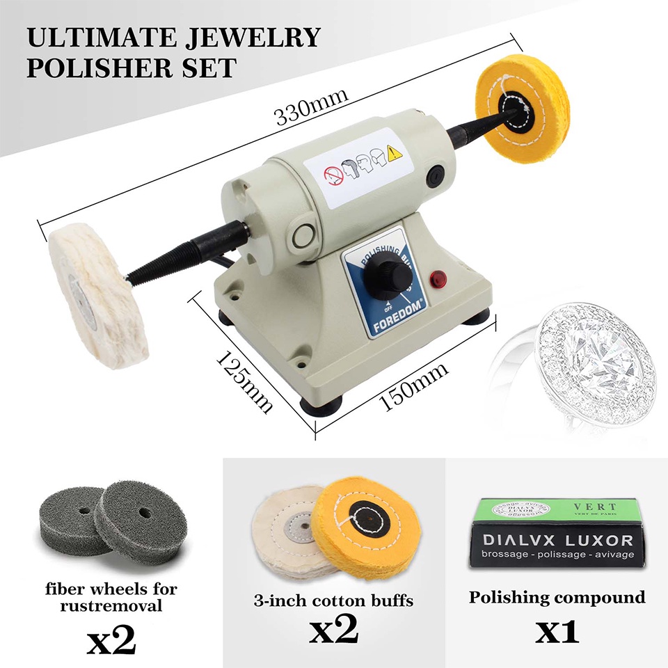 Double-Head Tabletop Cloth Wheel Polisher Small Power Adjustable Speed ...