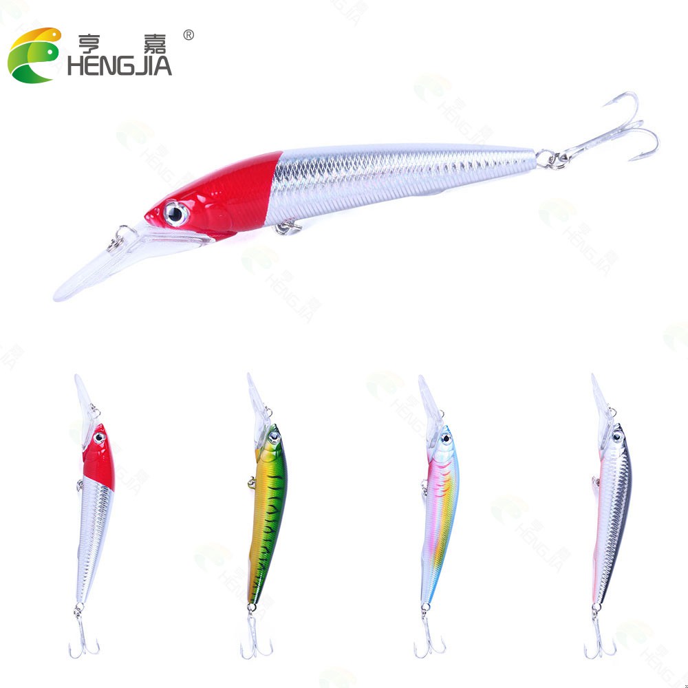 HENGJIA 1 Pc Hard Plastic Minnow Fishing Lure 18cm 41g 2# Strong Treble Hooks Fish Sea Wobbler ...