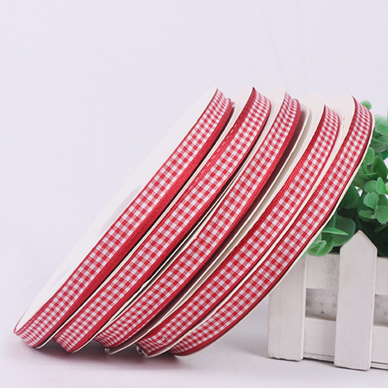 6/10/15/20/25/30mm 4.5m/Lot Red Plaid Ribbon Grid Printed Ribbon For ...