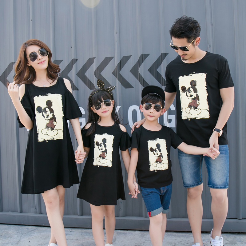Cute Mickey Family Dress Men Shirt Boy tshirt Women Girl Dress Mini ...