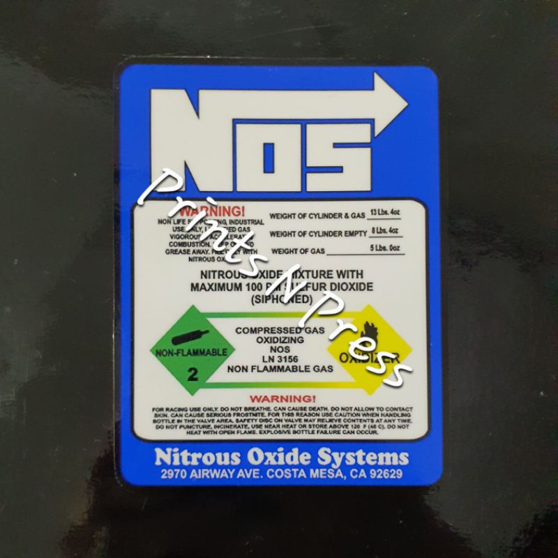 DIE CUT NOS NITROUS OXIDE SYSTEM STICKER RED or BLUE. minimum order ...