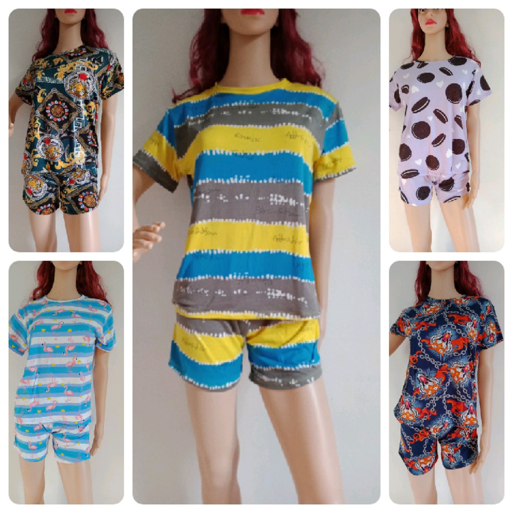 Top and Shorts Terno Shorts Pambahay Pantulog Sleep Wear (Small -Medium ...