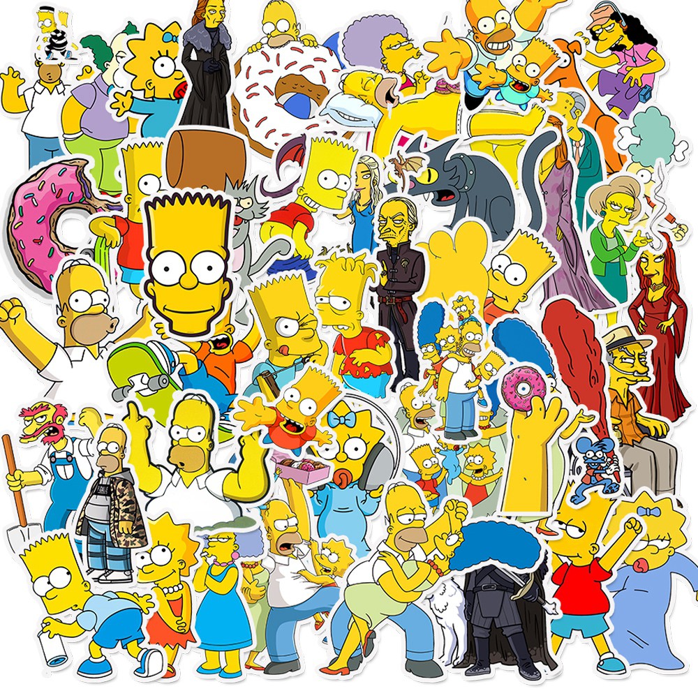 50pcs The Simpsons Cute Cartoon Sticker Nonredundant Waterproof Luggage ...