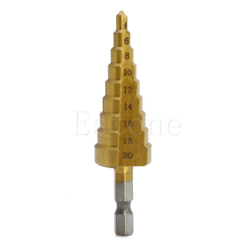 HSS Steel Step Cone Titanium Drill Bit Hole Cutting Tool 4-20mm ...