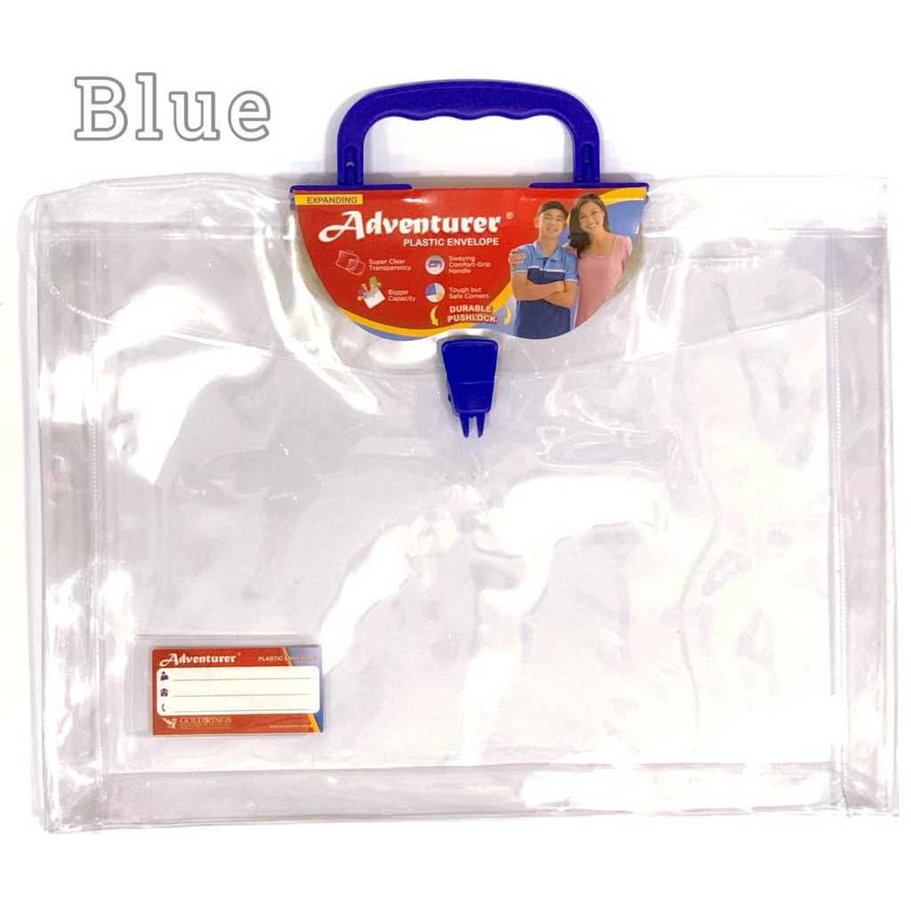 Adventurer Expanding plastic Envelope transparent with handle Push lock ...