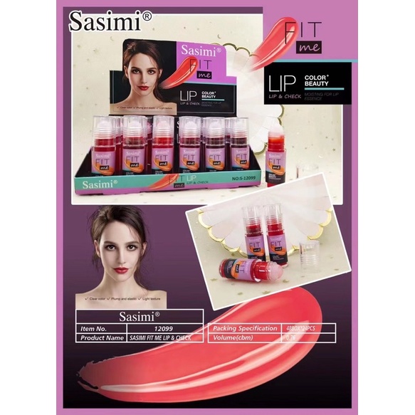 J&r Thailand Sasimi Fit Me Roll on Lip&Check Tint(1Box 24pcs) | Shopee ...