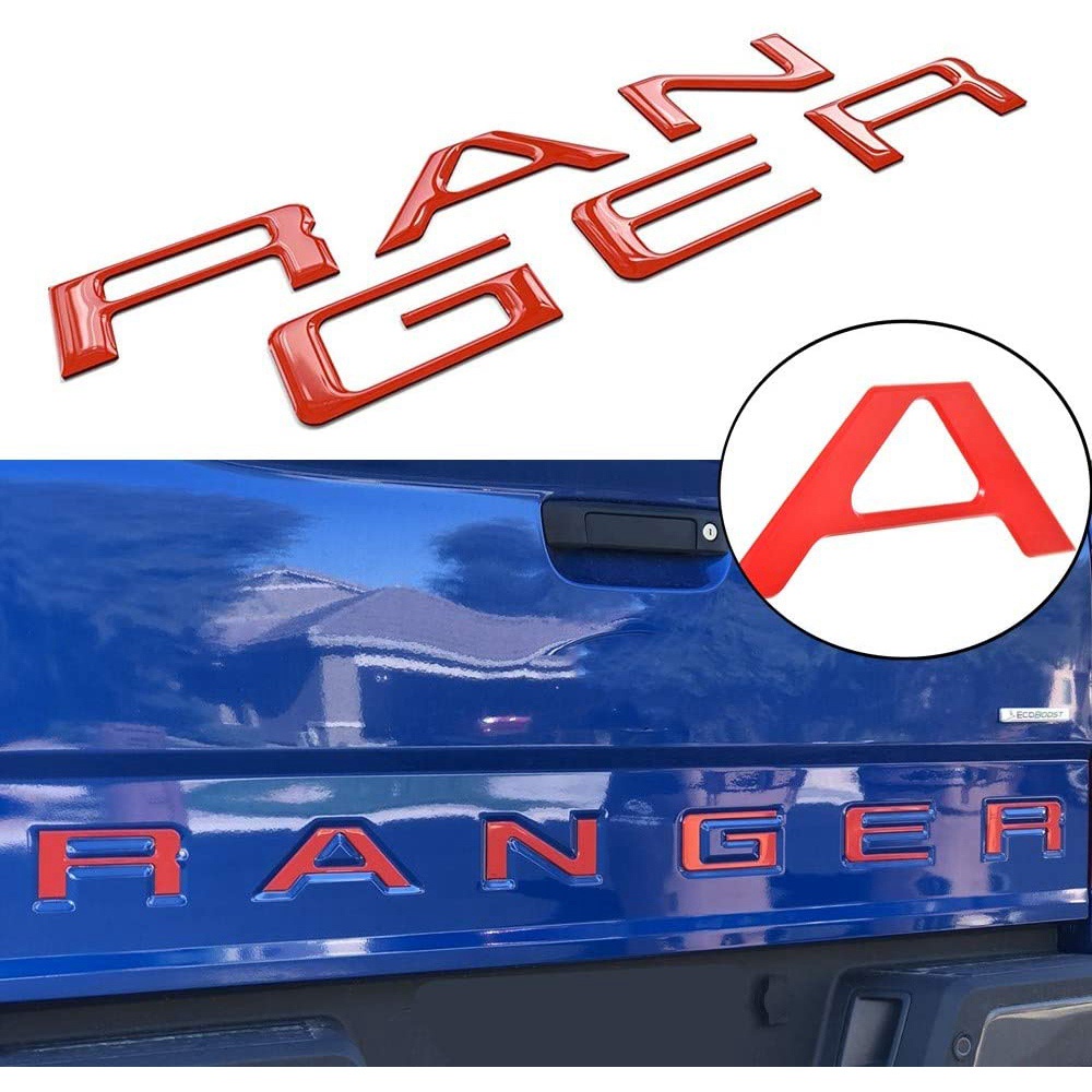 Tailgate Insert Letters for Ford Ranger 2019 2020, Emblems (Red ...