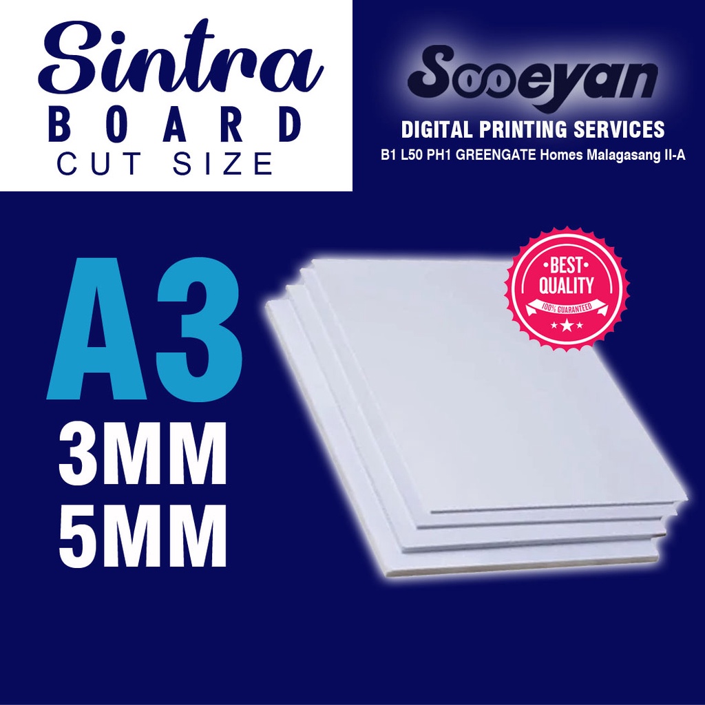 Sintra Board White LITE Size A3 3mm/5mm Lowest Prices" | Shopee Philippines