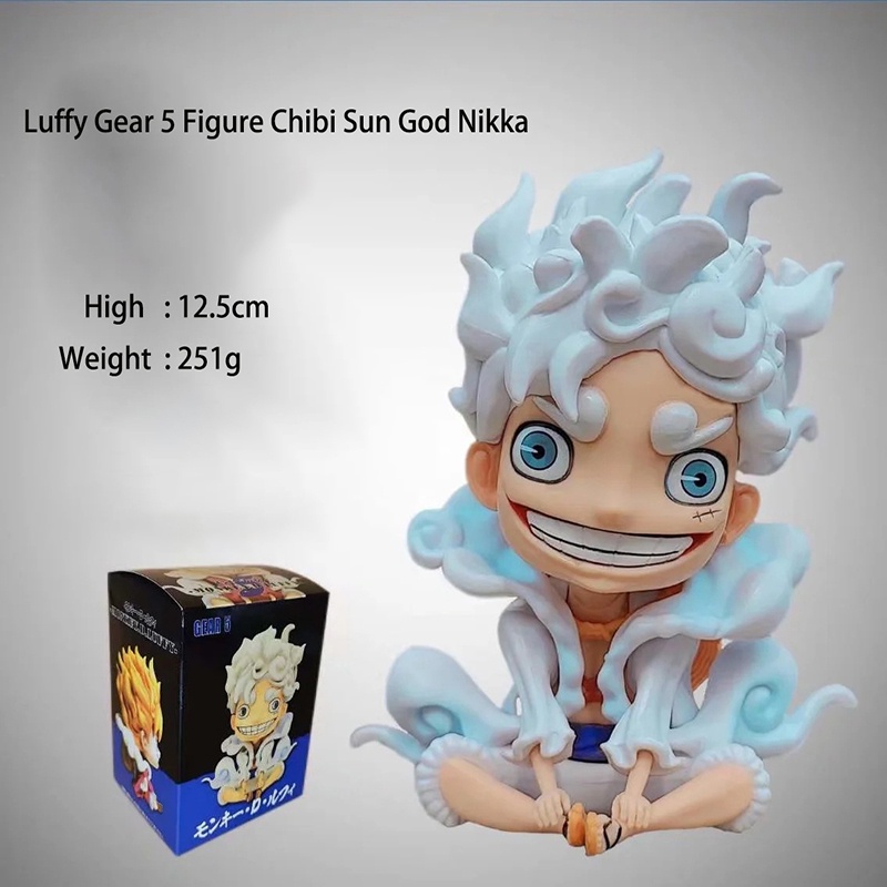 One Piece Luffy Gear 5 Figure Chibi Sun God Nikka 12cm PVC Action Anime ...