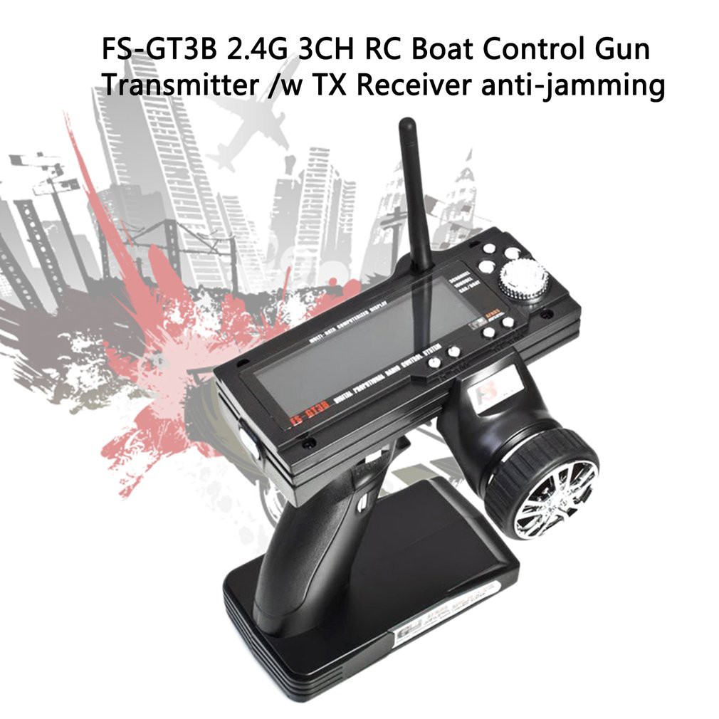 allinone.cn//FS-GT3B 2.4G 3CH RC Boat Controller Transmitter Receiver ...