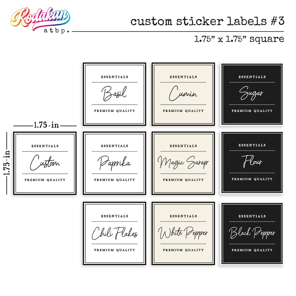 Customized Pantry Labels [1.75"x1.75"] Waterproof Vinyl Stickers ...