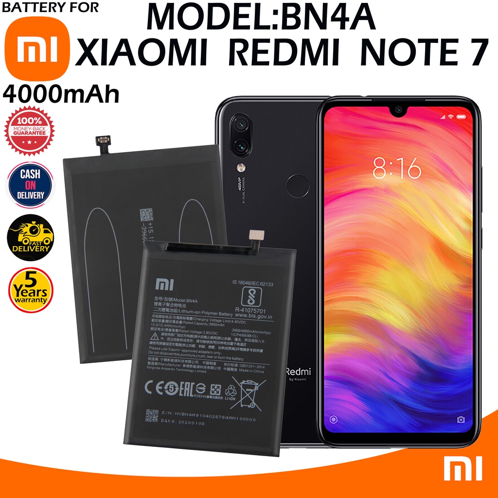 Xiaomi Redmi Note 7 Battery Model BN4A High Quality Capacity 4000mAh ...