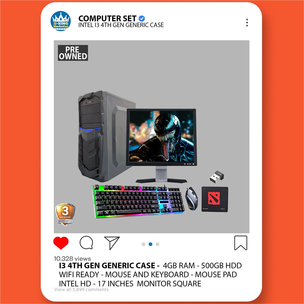 I3 4TH GEN COMPUTER SET / RECASE / 4GB RAM / 500GB HDD / WIFI READY ...
