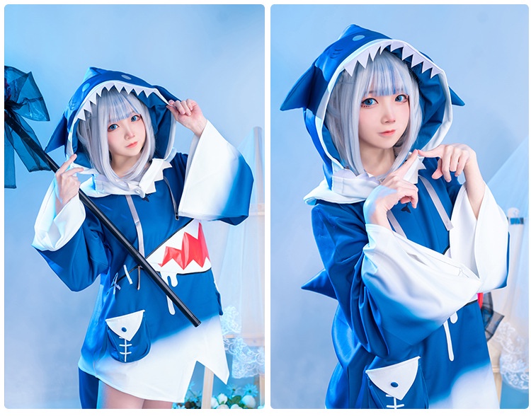 Hololive Gawr Gura Cosplay Costume ENG Shark Costume for Women Halloween Youtuber Cosplay Full ...