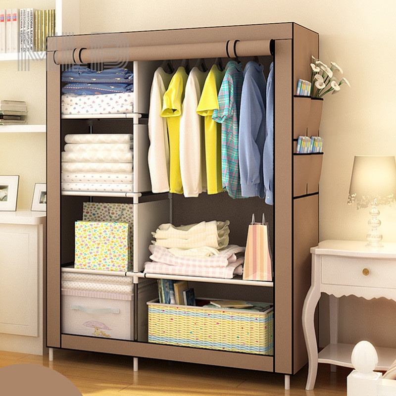 Metal Simple Storage Bedroom Wardrobe Closet Zipper Foldable Portable ...
