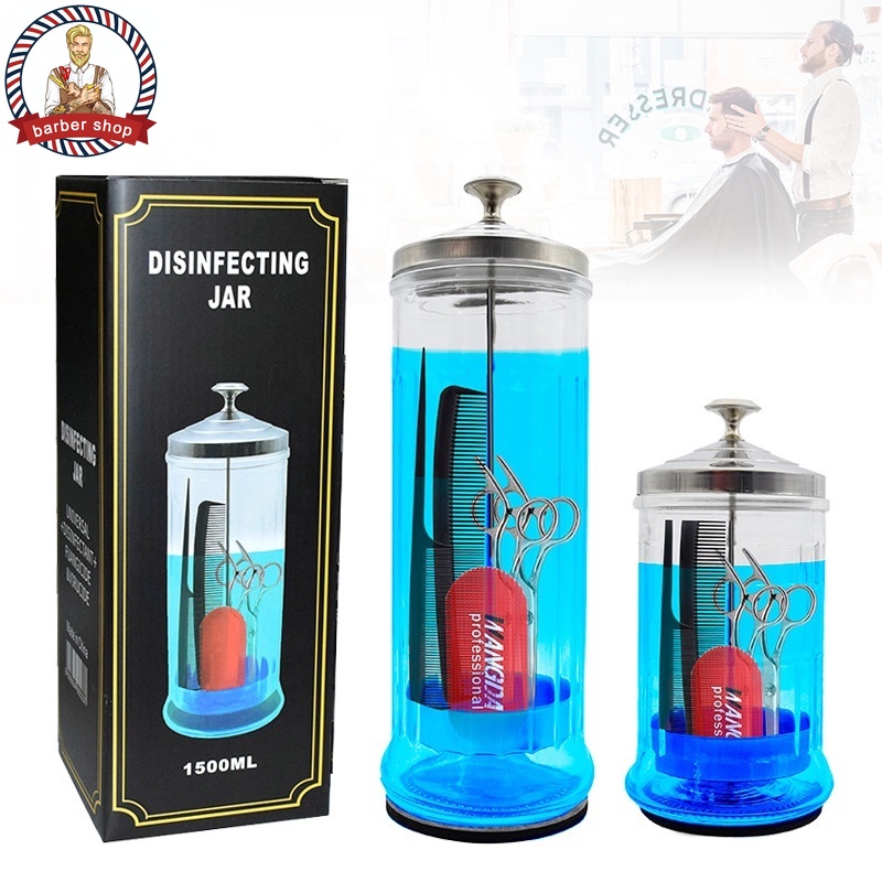 Salon Hairdressing Tool Sterilization Bottle Glass Barber Scissors Comb ...