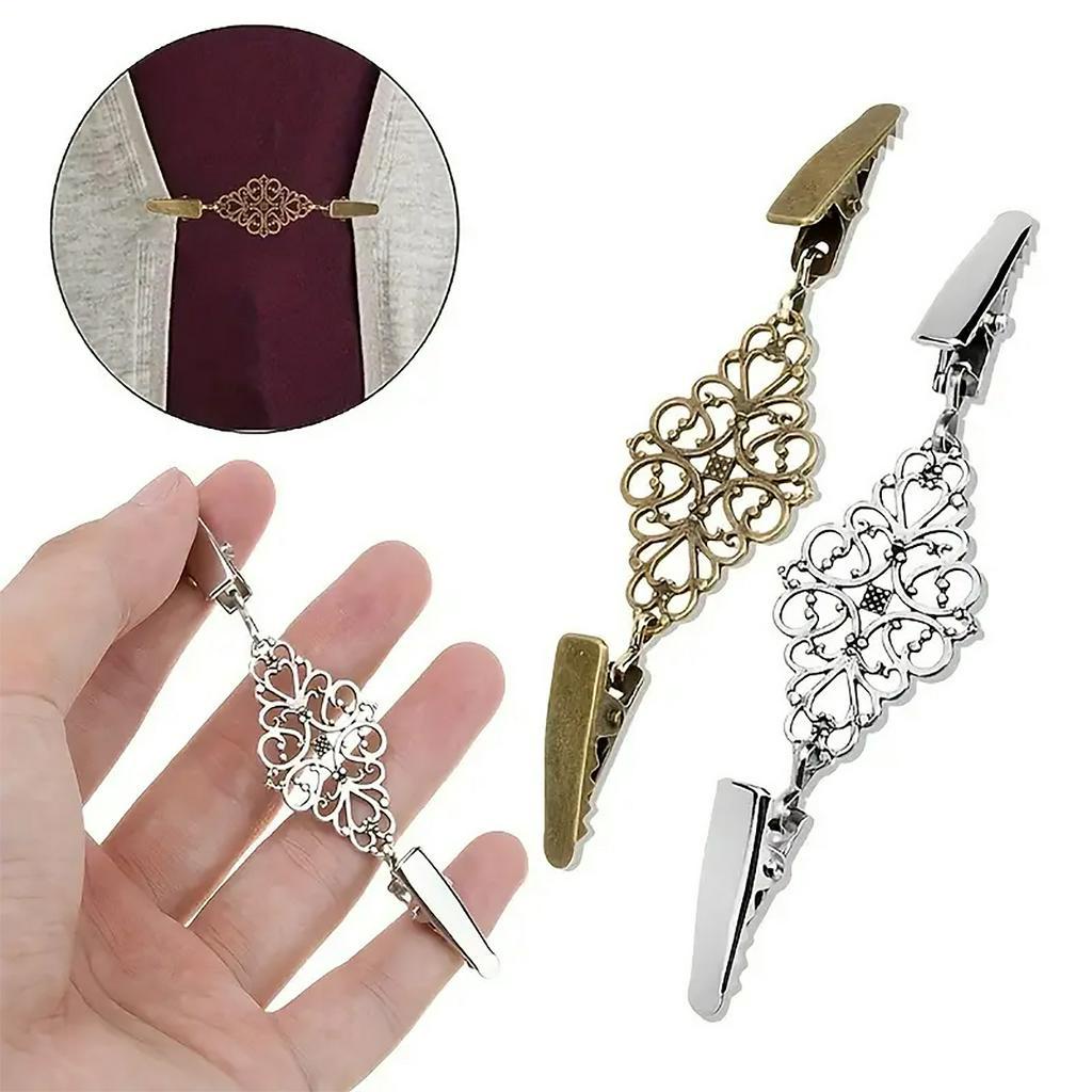 2-piece Set Ladies Narrow-Waist Clip Alloy Sweater Clip Silk Scarf ...