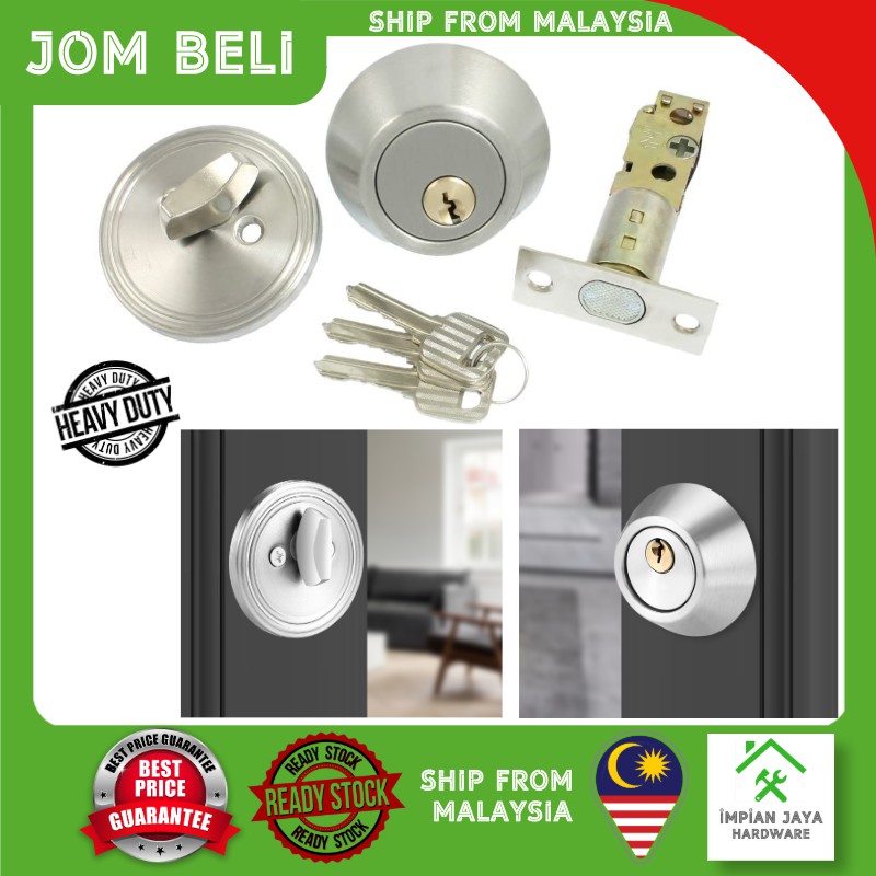 IMP STAINLESS STEEL DEADBOLT LOCK DEAD BOLT SOLID BRASS CYLINDER KUNCI ...