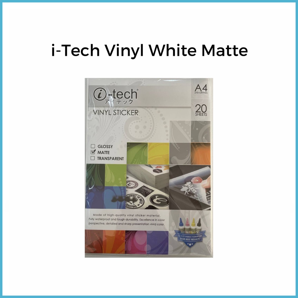 Waterproof Printable iTech Vinyl Sticker A4 20 Sheets Matte / Glossy / Transparent I-tech Brand ...