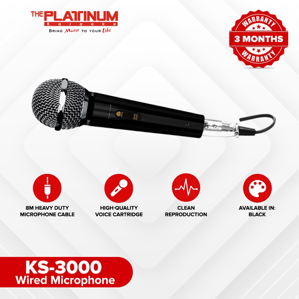 Platinum Karaoke KS-3000 Wired Microphone | Shopee Philippines