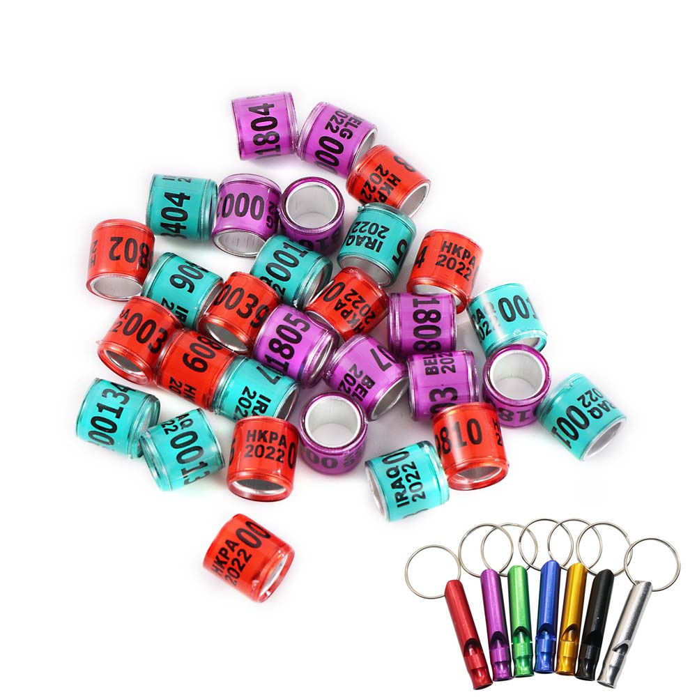 2025 Pigeon Foot Rings (10pcs) with whistle(1pc) Color mixing 8mm ...